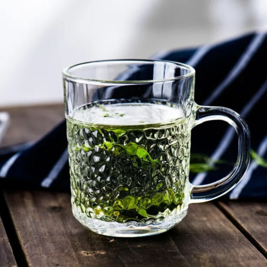 Blinkmax Textured Glass Tea Mugs Set 6 Pieces Elegant And Durable