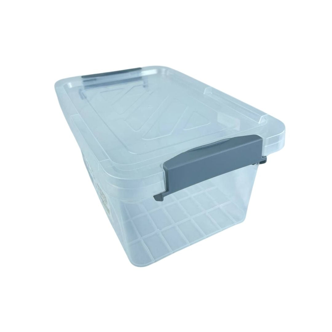 Merwy 3L Locked Storage Box Transparent With Grey Handles | Cupindy