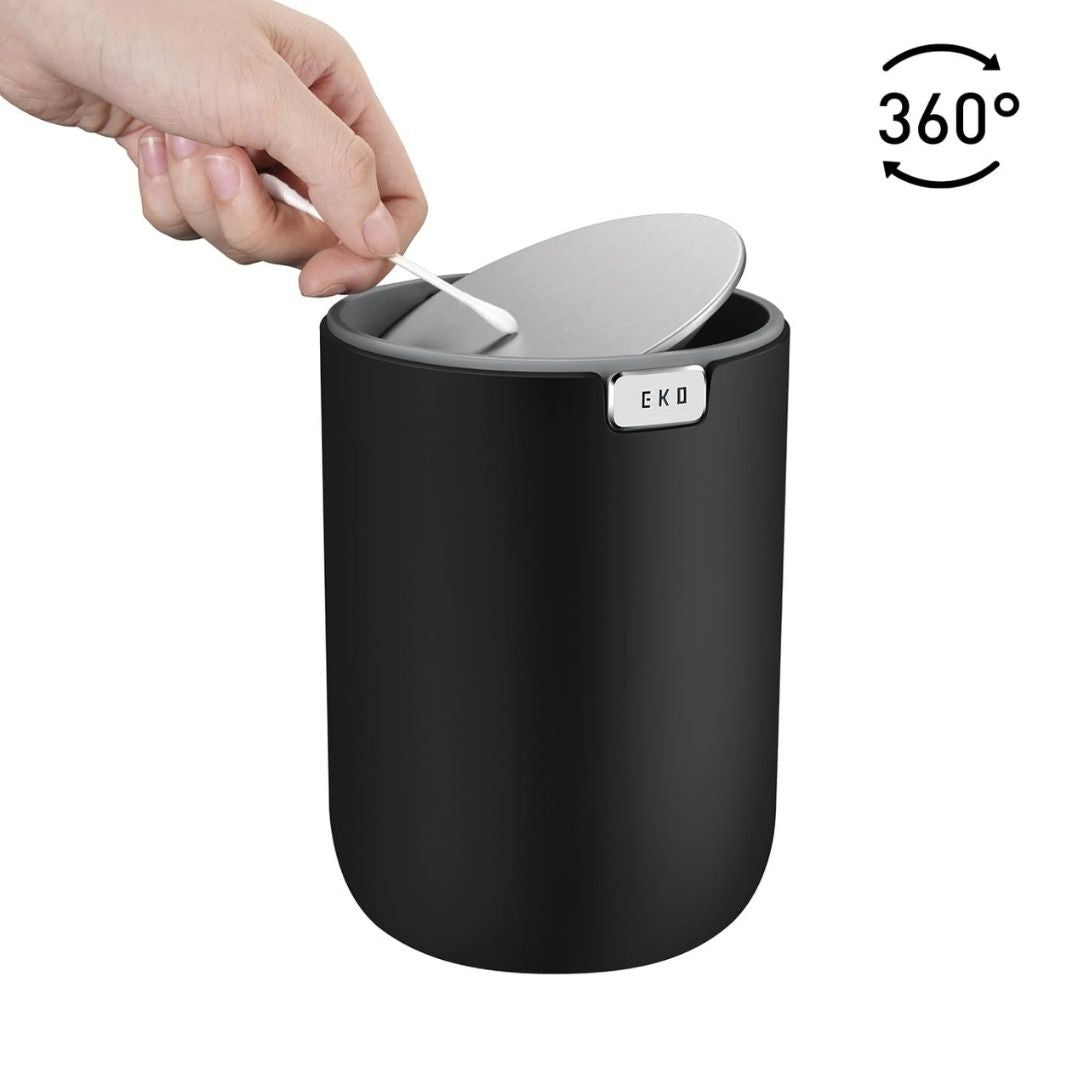 EKO Mini Desktop Trash Can | 360 Rotating Lid Small Wastebasket