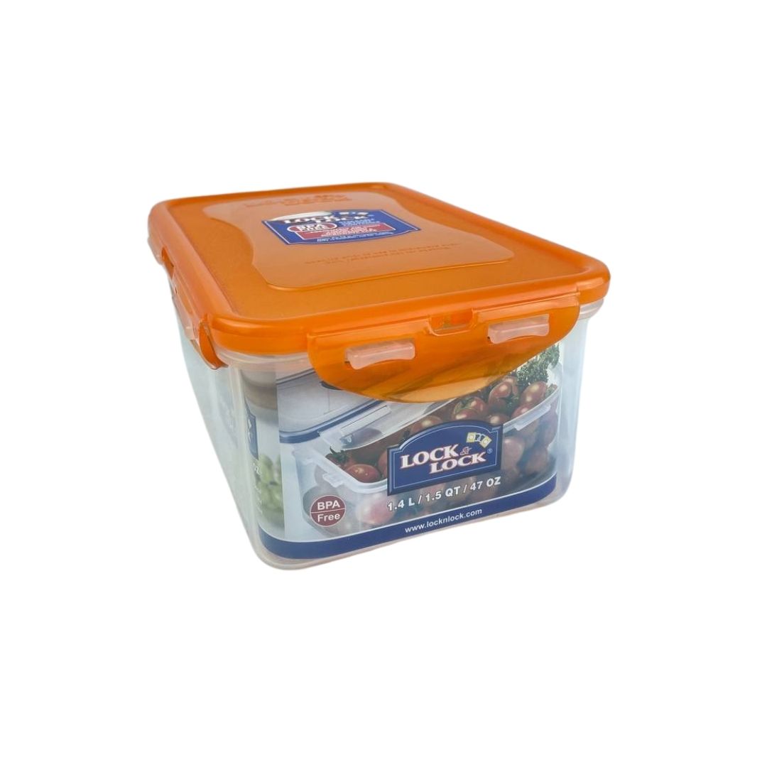 Lock & Lock Airtight Food Storage Container 1.4L Orange Lid | Cupindy