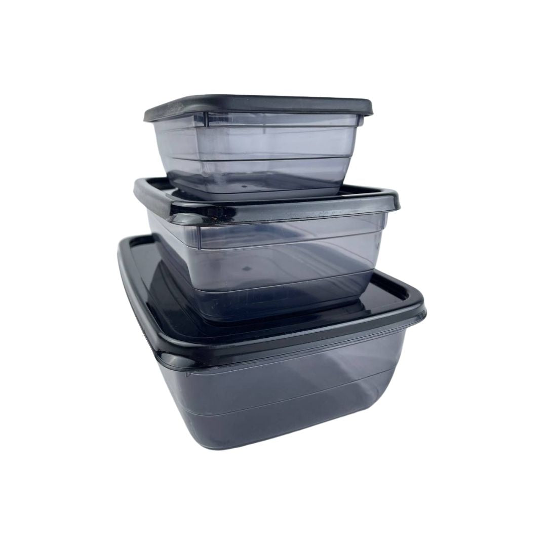 Merwy 3-Piece Plastic Storage Containers Set Black | Turkey | Cupindy