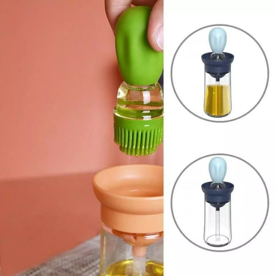Kitchen 2 in 1 Silicone Oil Dropper - 180 ml - Multi Colors